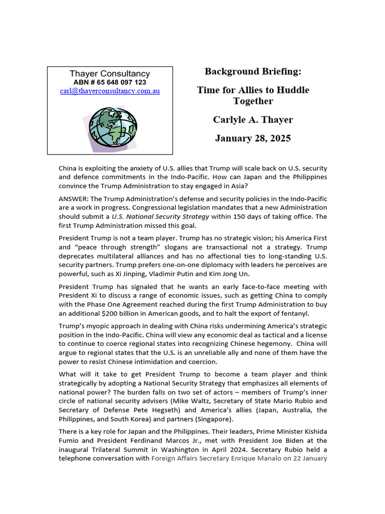 Thayer Time For Allies To Huddle Together | PDF | Donald Trump ...