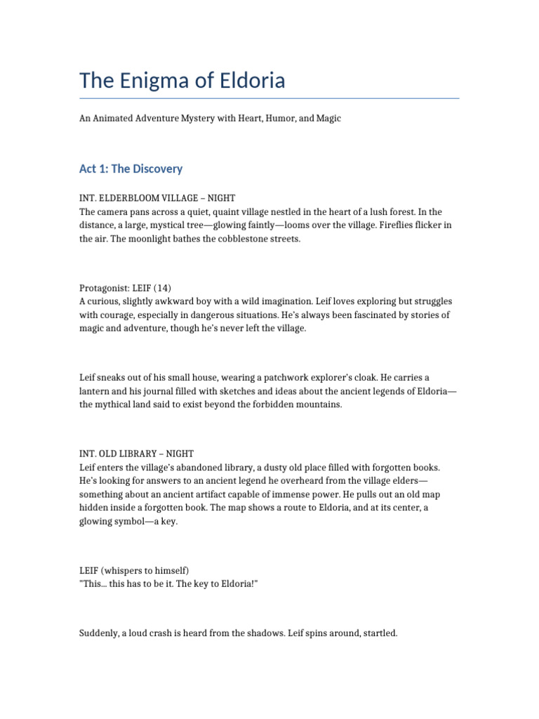 The Enigma of Eldoria Script Reupload | PDF