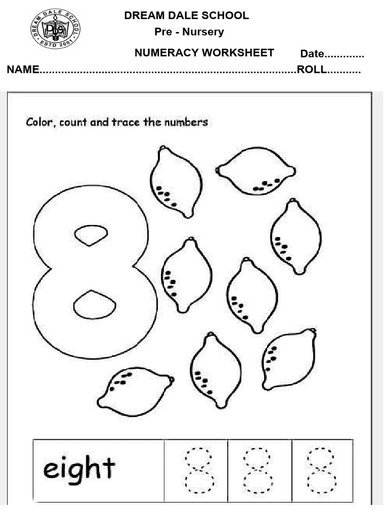 Pre Nursery Numbers Worksheet | PDF