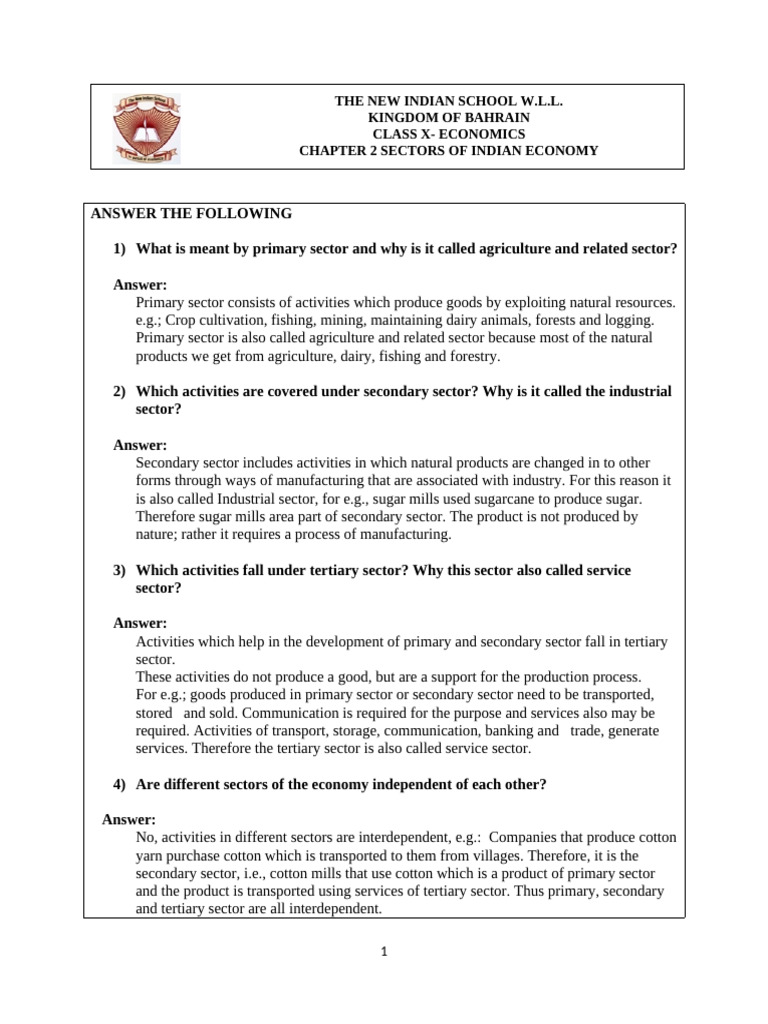 Sectors of The Indian Economy Notes 2024-2025 | PDF | Employment ...