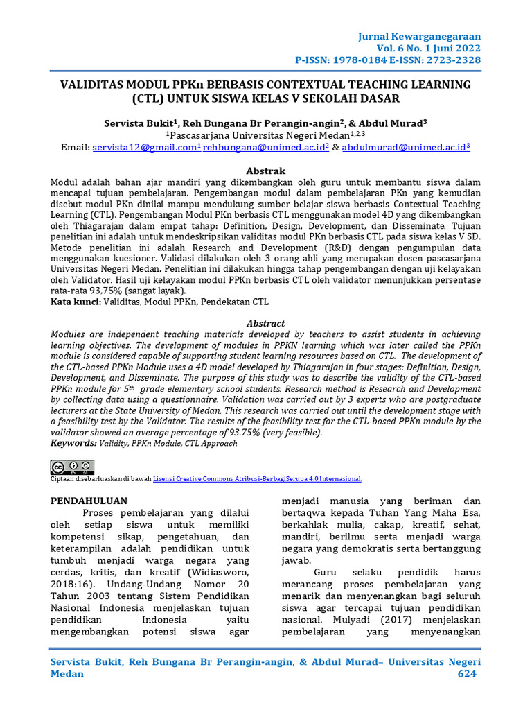 Validitas Modul PPKn Berbasis CTL | PDF