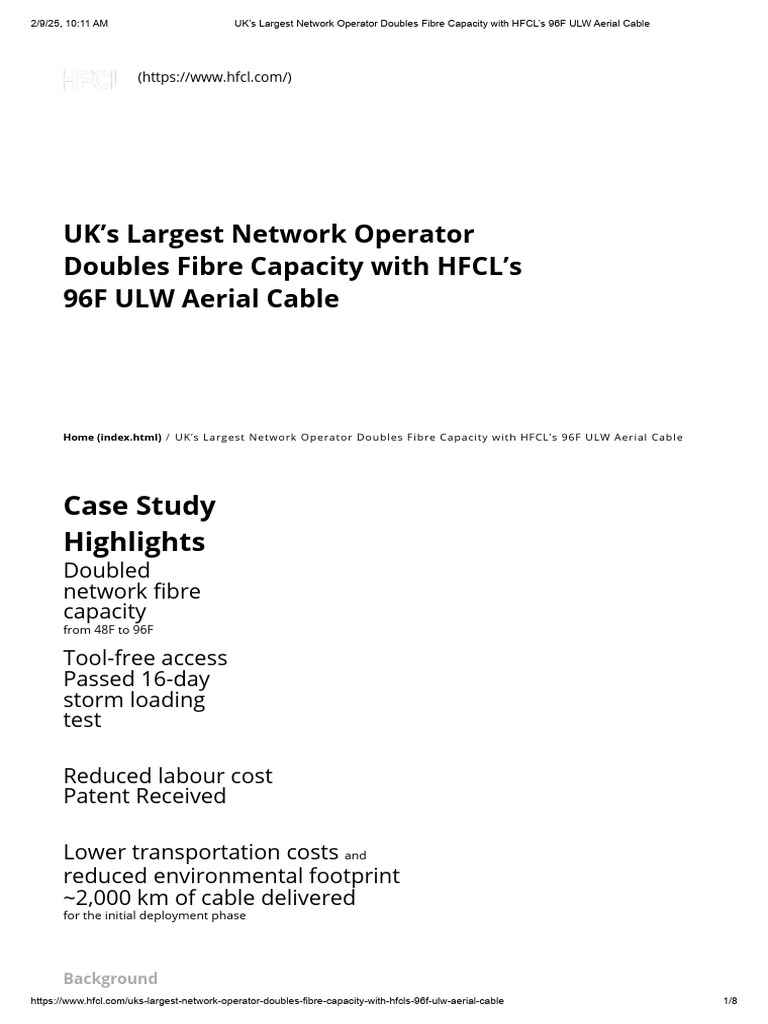 UK’s Largest Network Operator Doubles Fibre Capacity with HFCL’s 96F ...