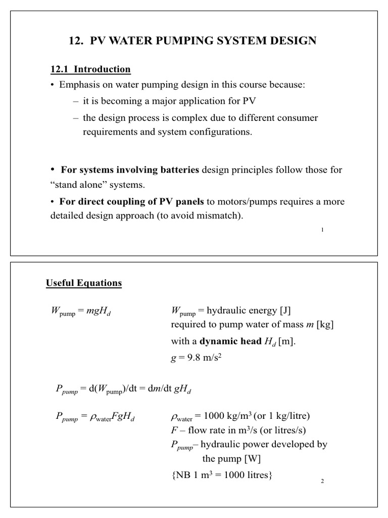 PV Water Pumping System Design Guide | PDF | Photovoltaic System | Pump