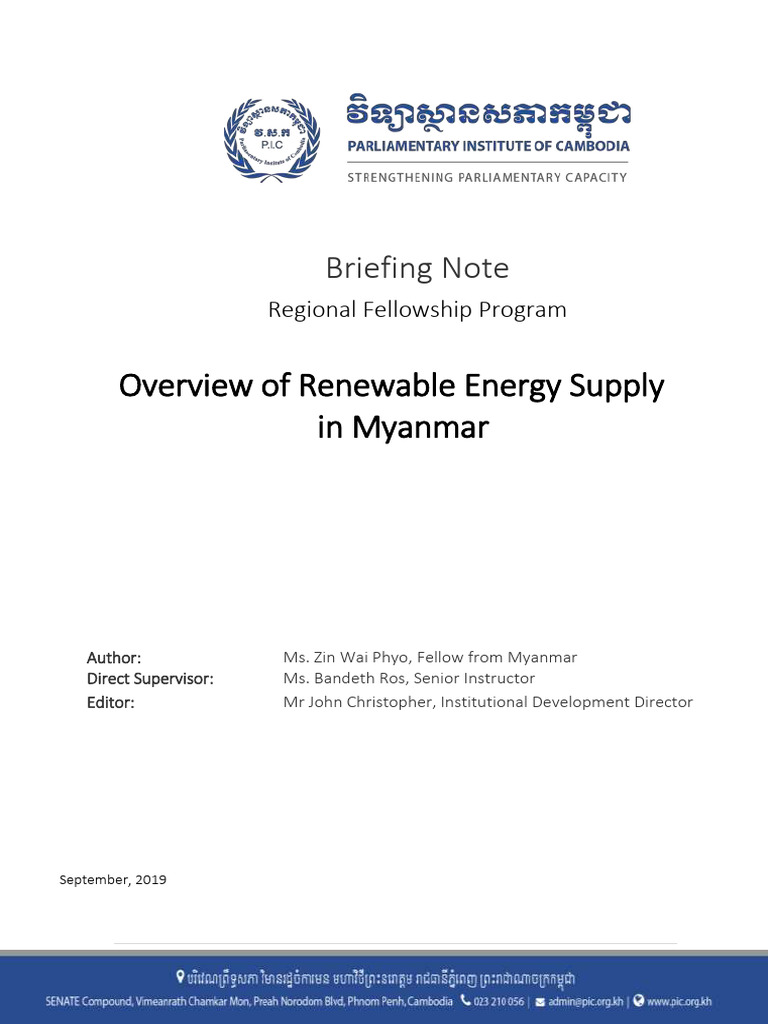 Overview of Renewable Energy Supply in Myanmar | PDF | Renewable Energy ...