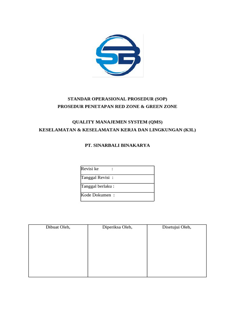 Penetapan Red dan Green Zone SOP | PDF