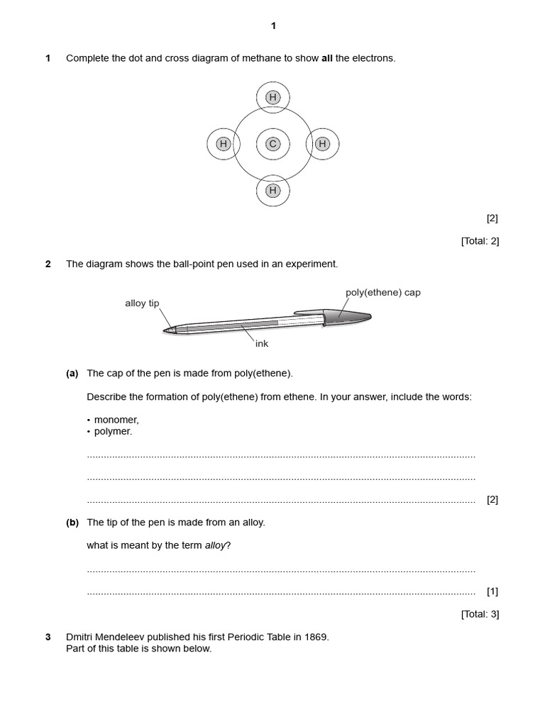 Methane Structure and Periodic Table Insights | PDF | Chlorine ...