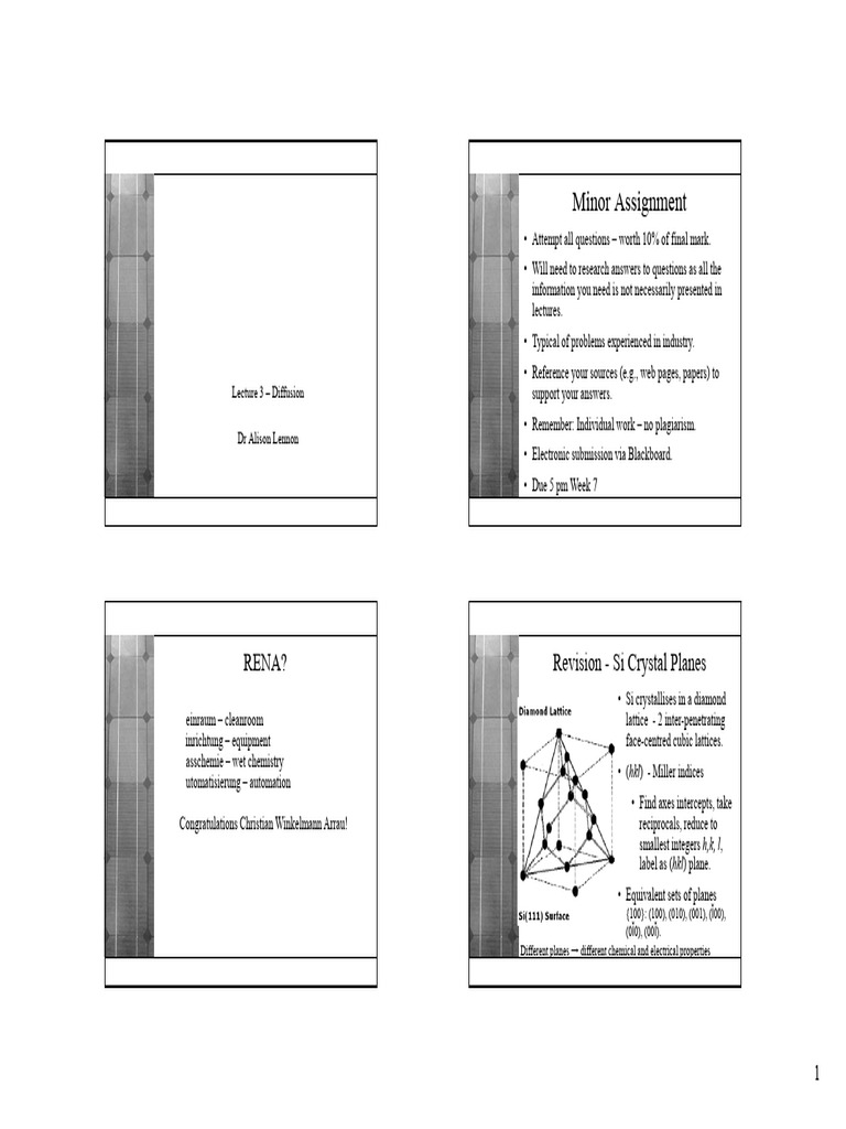 Photovoltaic Diffusion Lecture | PDF | Doping (Semiconductor) | Silicon