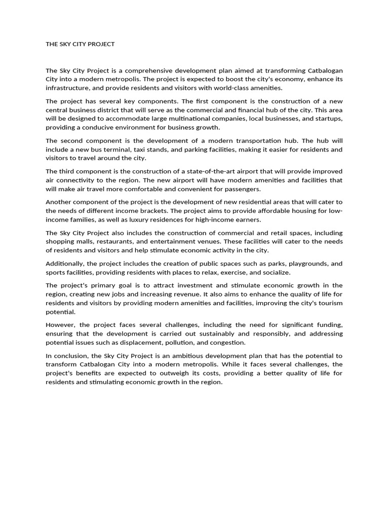 The Sky City Project | PDF | Airport | Affordable Housing