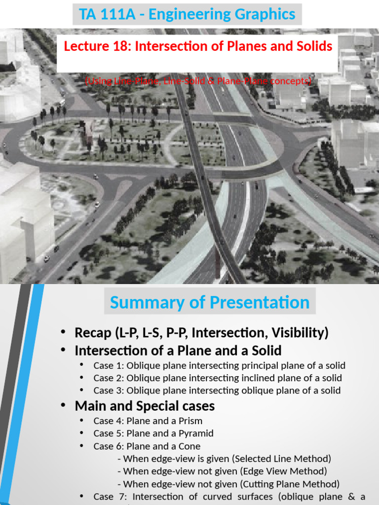 L18 - Intersection of Planes and Solids | PDF | Geometric Shapes | Euclidean Geometry