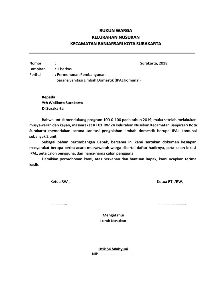 Contoh Proposal Pengajuan Ipal | PDF