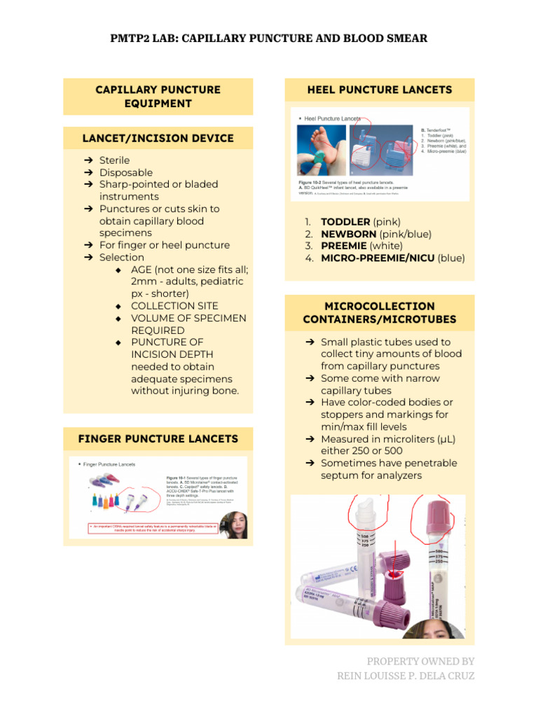 PMTP2 Lab - Capillary Puncture and Blood Smear | PDF | Blood | Vein