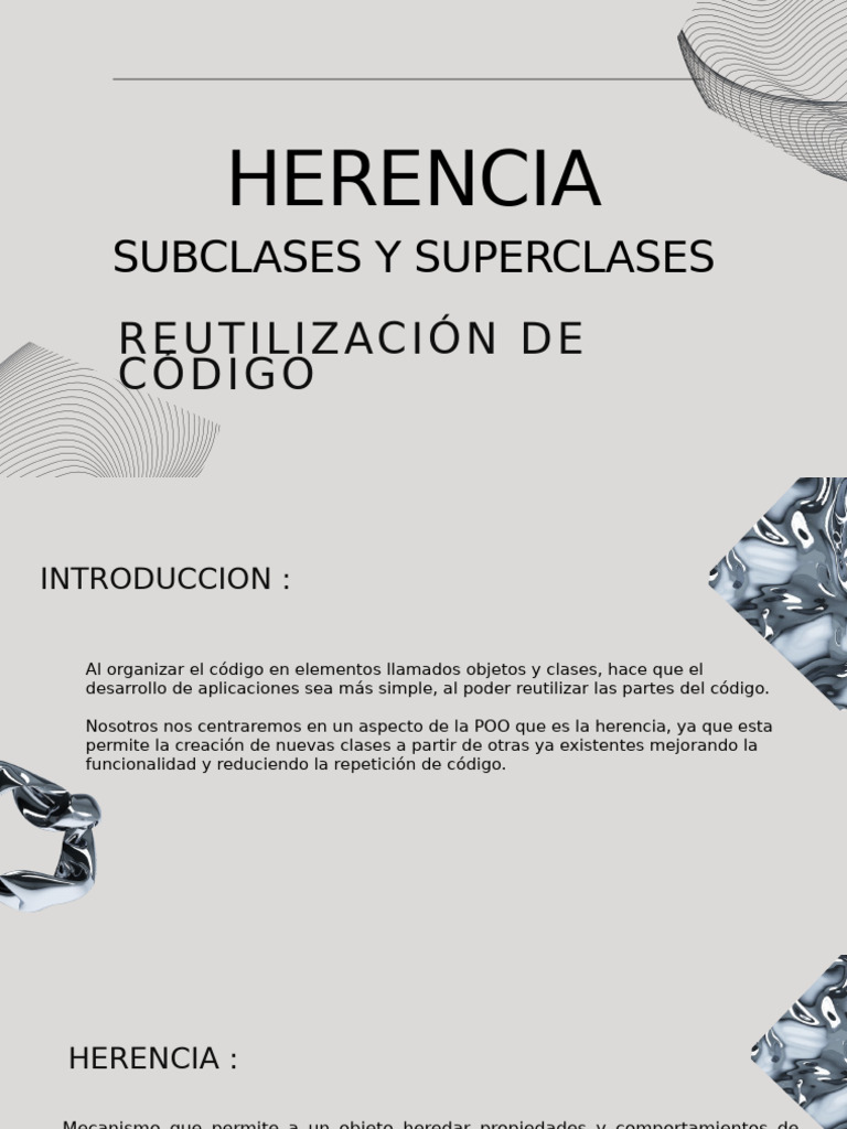 Herencia Subclases y Superclases. Reutilización de Código Oficial | PDF | Herencia (Programación ...