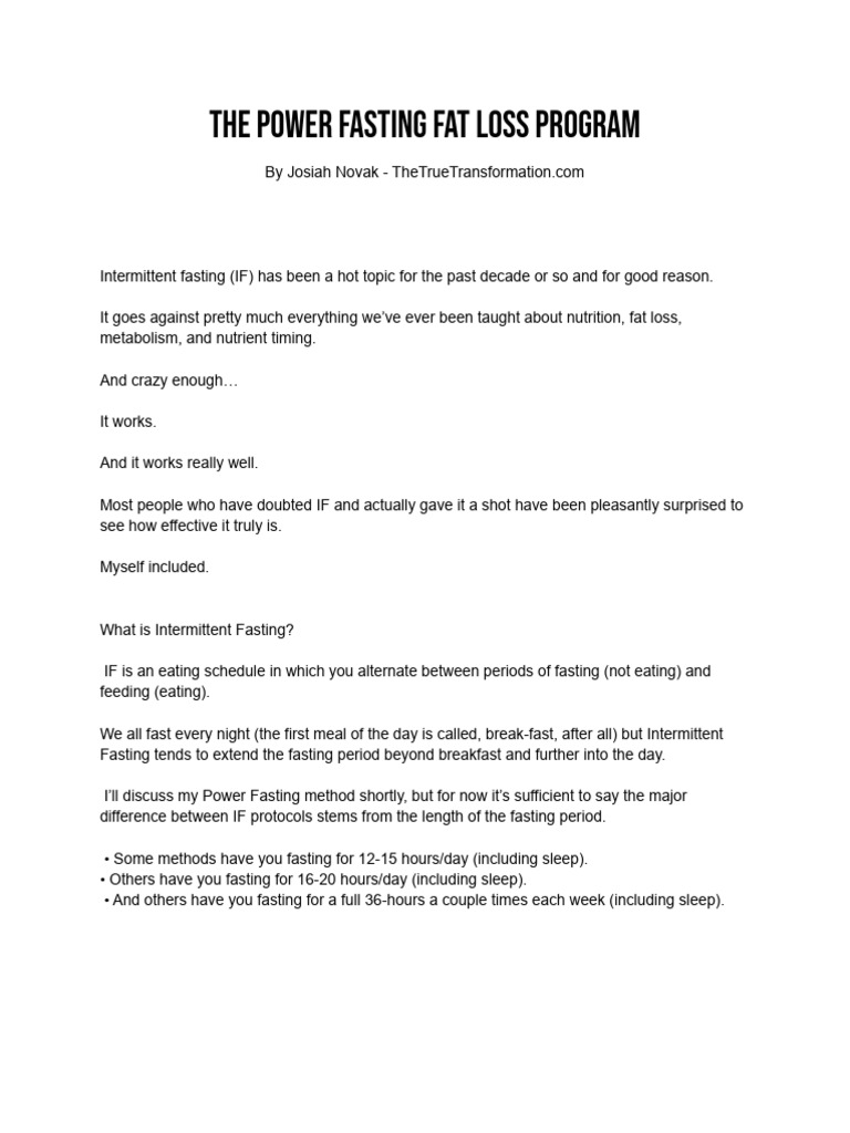 Power Fasting for Effective Fat Loss | PDF | Fasting | Eating