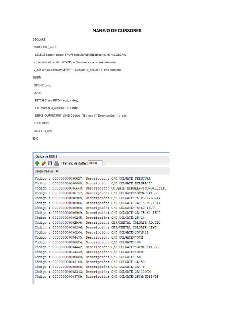 Manejo de Cursores | PDF