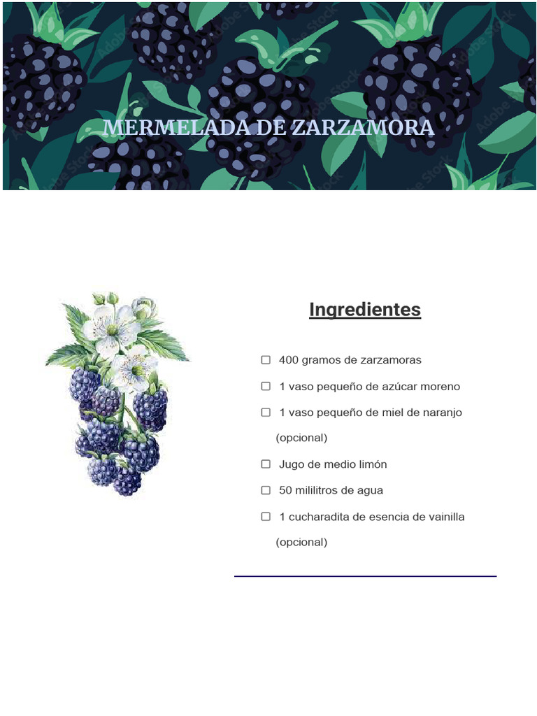 Receta de Mermelada de Zarzamora | PDF