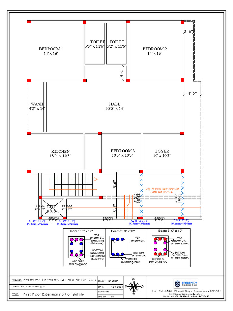 G+3 Residential House Extension Plan | PDF