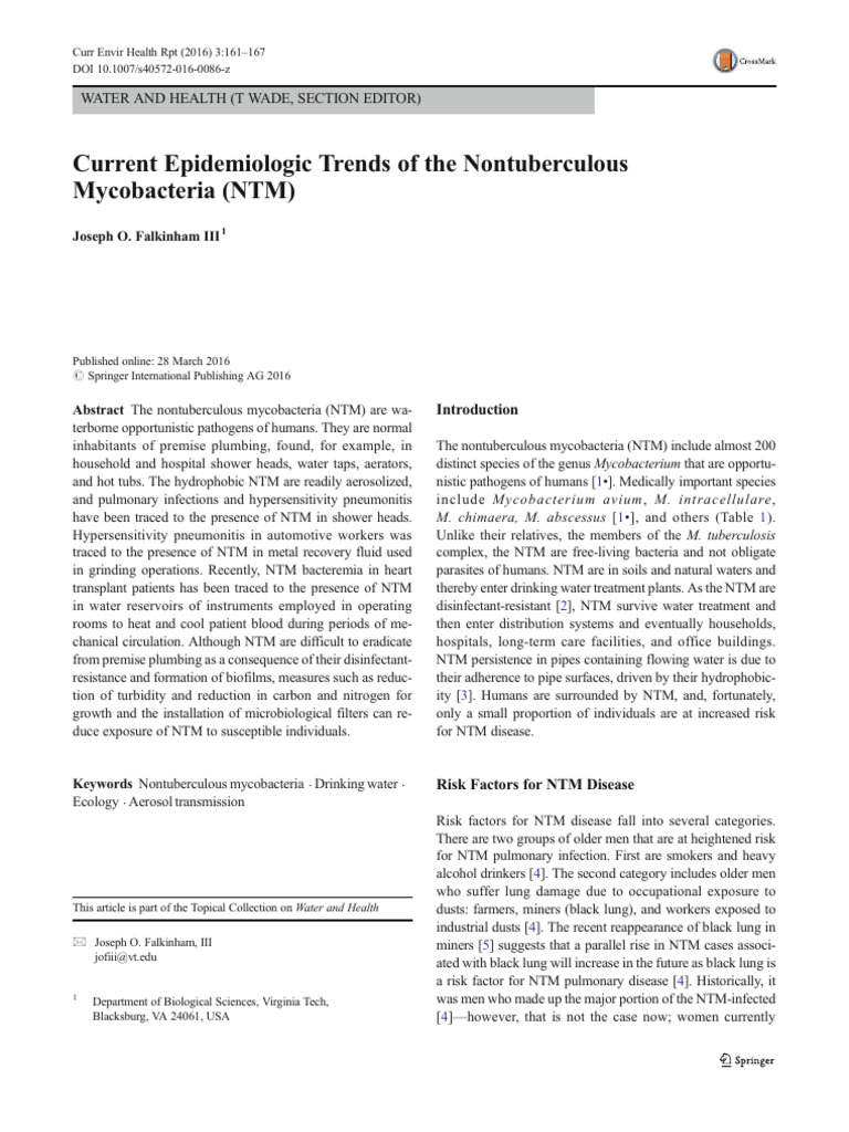 Current Epidemiologic Trends of the Nontuberculous Mycobacteria (NTM) 2016 | PDF | Mycobacterium ...