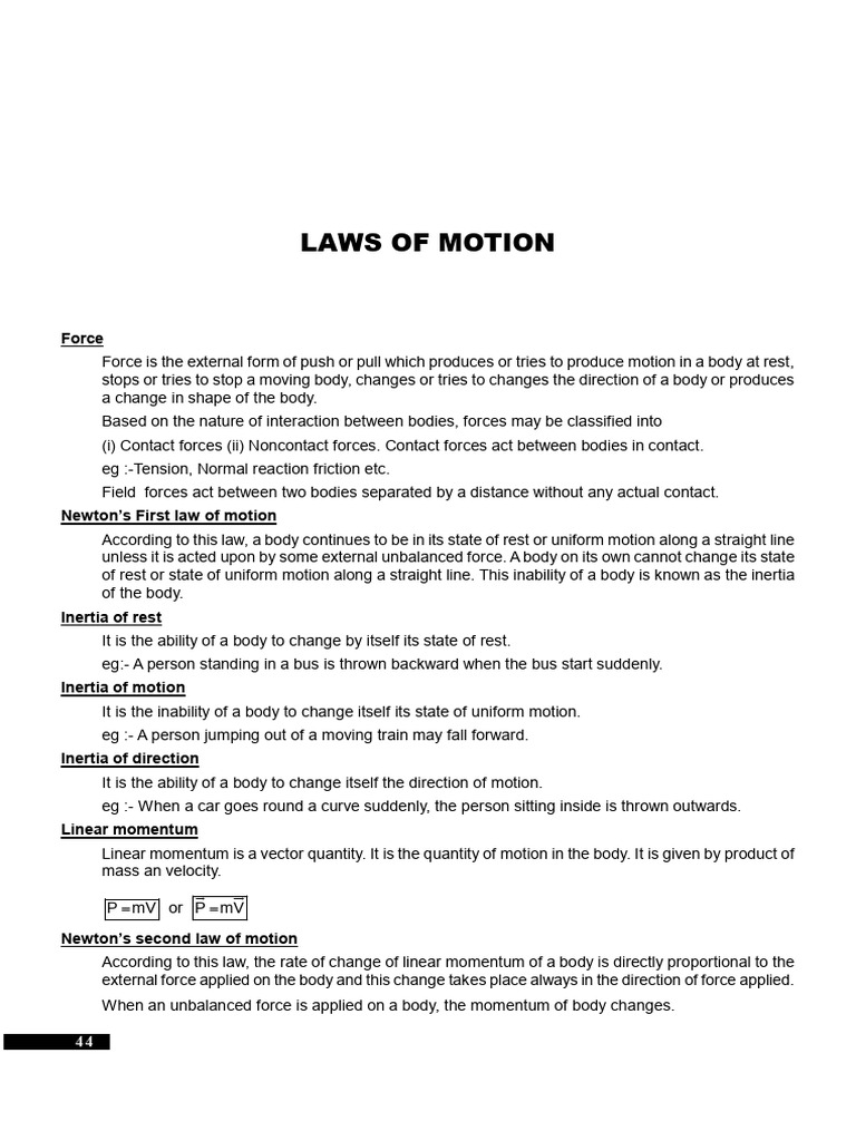 Laws of Motion (Lecture Note) | PDF | Force | Inertia