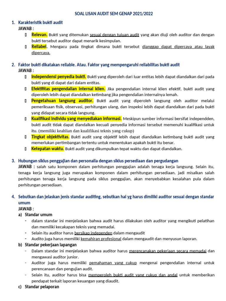 5.SOAL LISAN AUDIT SEM GENAP | PDF