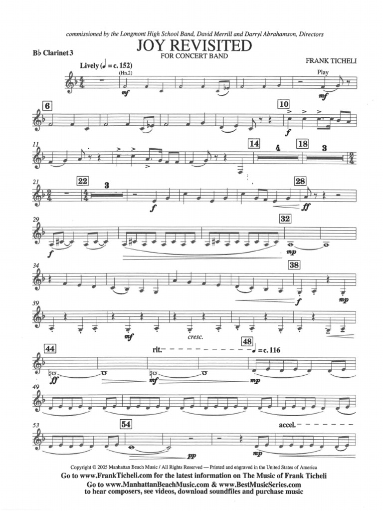 Joy Revisited - Clarinet 3 | PDF