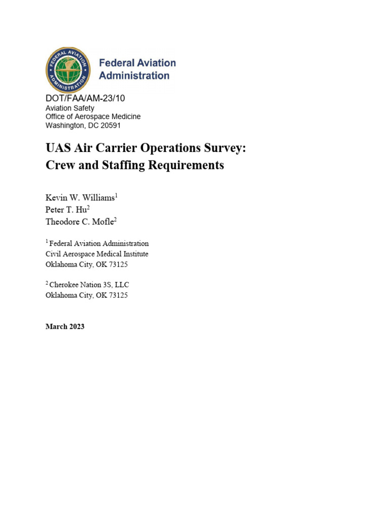 UAS Air Carrier Operations Survey Crew and Staffing Requirements | PDF ...
