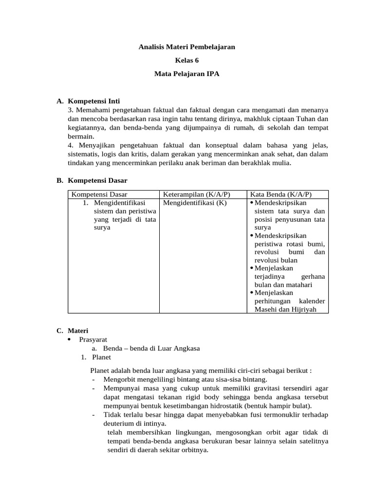 Analisis Ipa Tata Surya | PDF