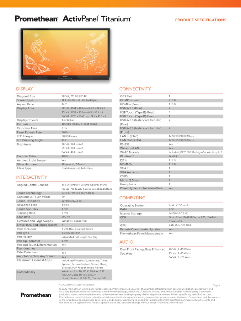 ActivPanel 2019 Titanium SS 0420v2.2 en-InTL | PDF | Liquid Crystal ...