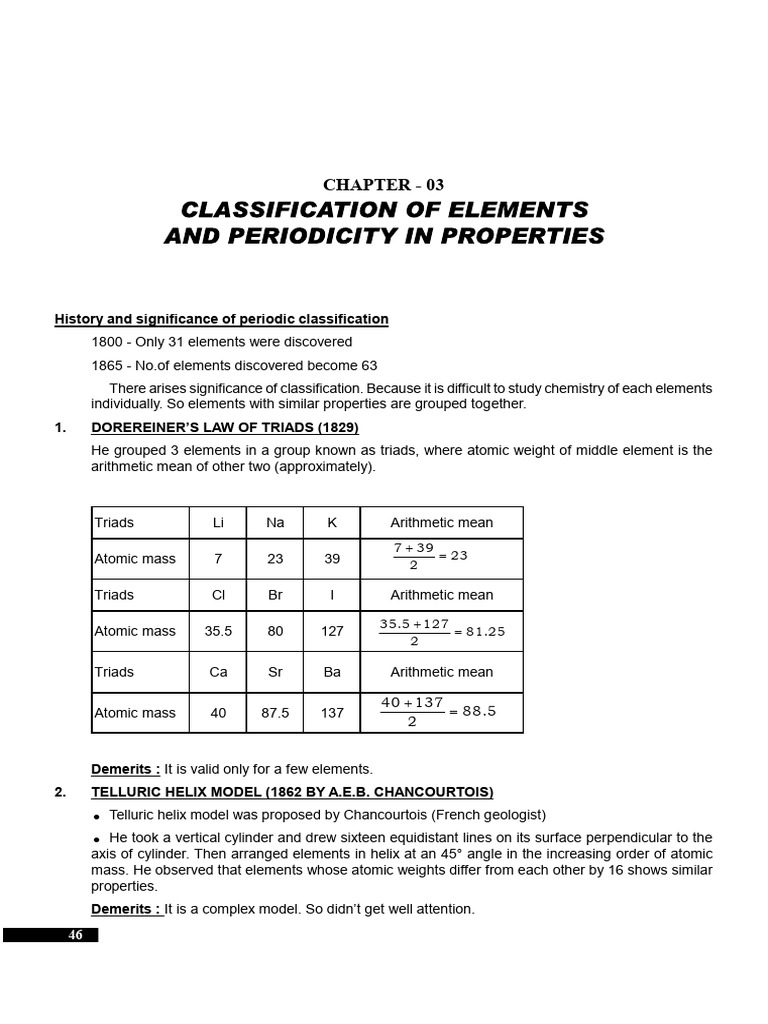 Classification of Elements & Periodicity in Properties (Lecture Note ...