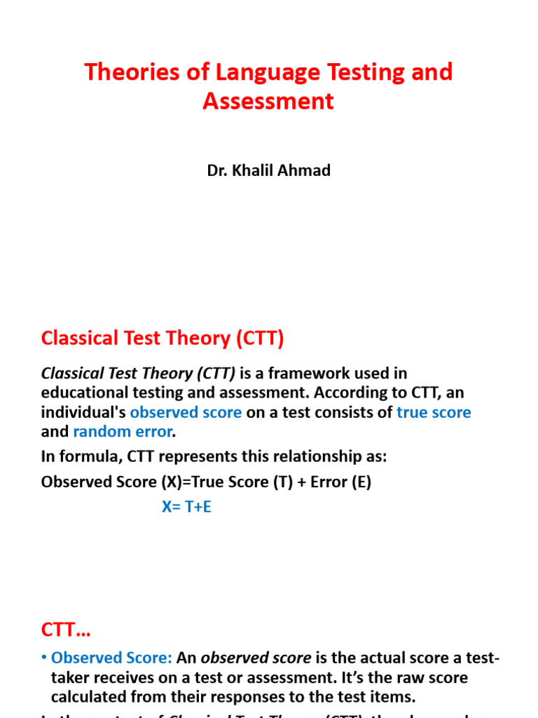 L7. Theories of Language Testing and Assessment | PDF | Observational ...