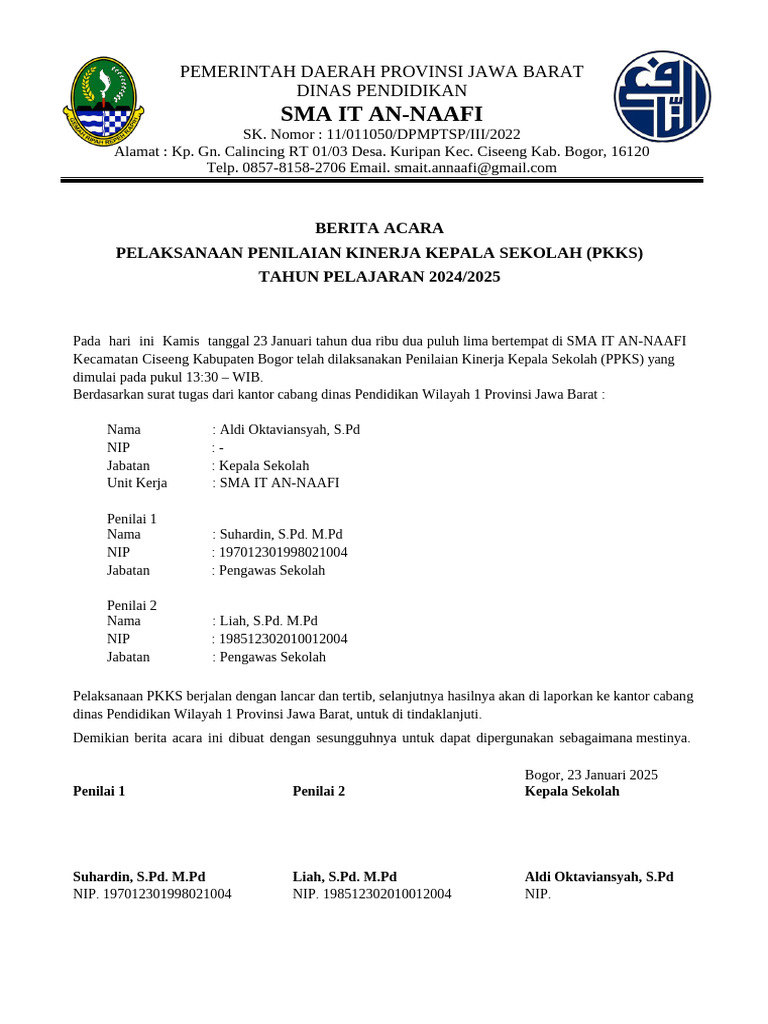 Berita Acara PKKS 2023 | PDF