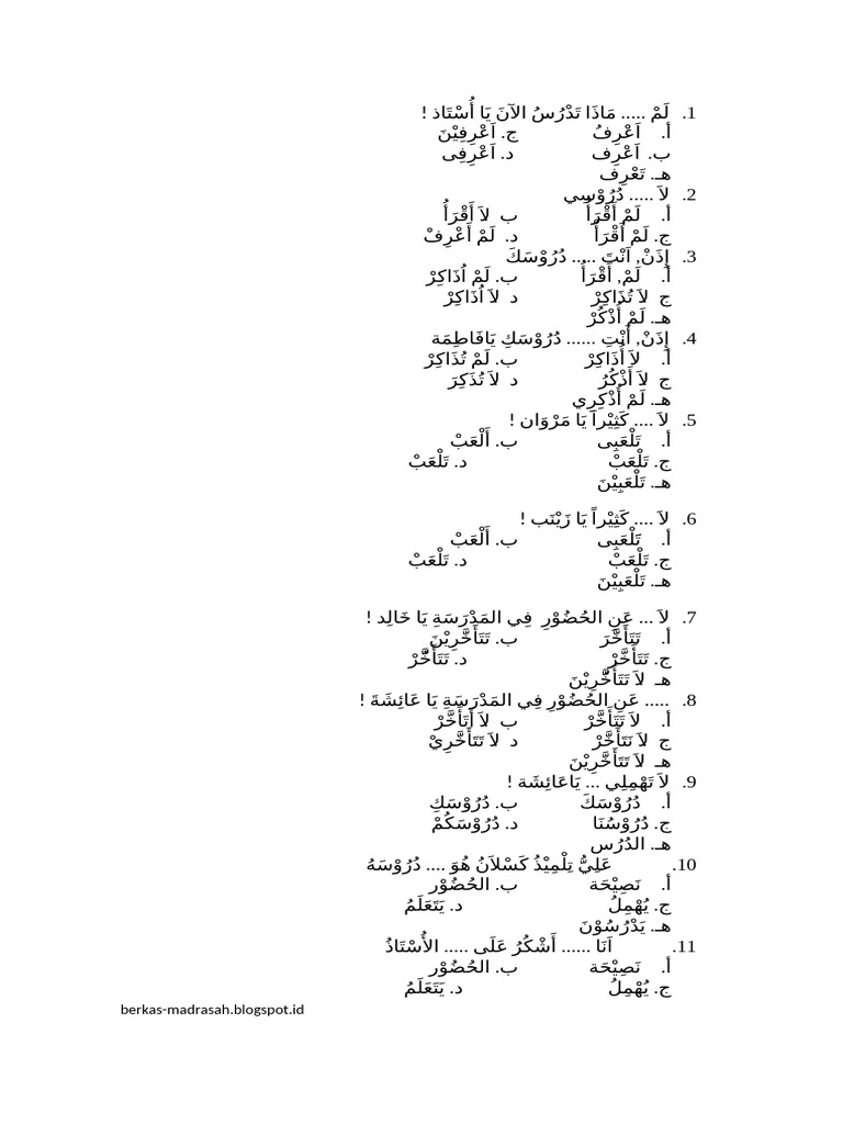 Uas 1 B. Arab Xi | PDF