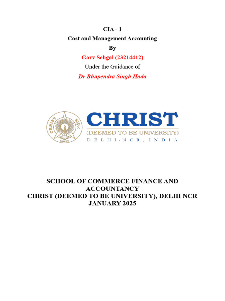 Cost and Management Accounting CIA1 | PDF | Cost Of Goods Sold | Paint