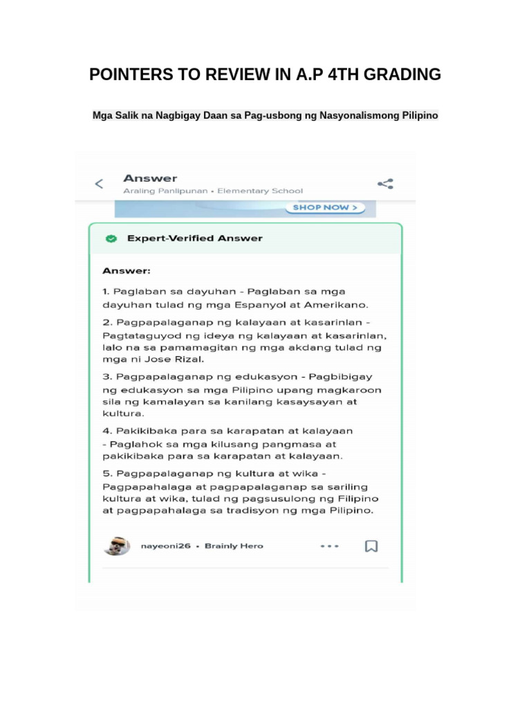 Pointers To Review in Ap | PDF