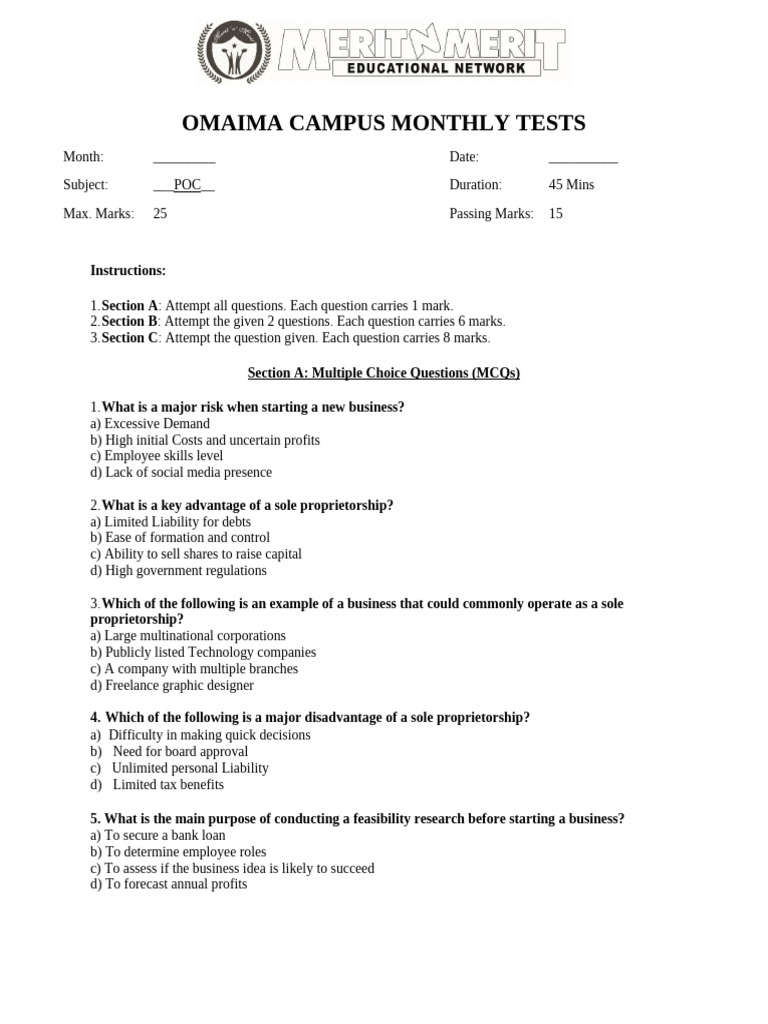 POC October Monthly Test 2 | PDF