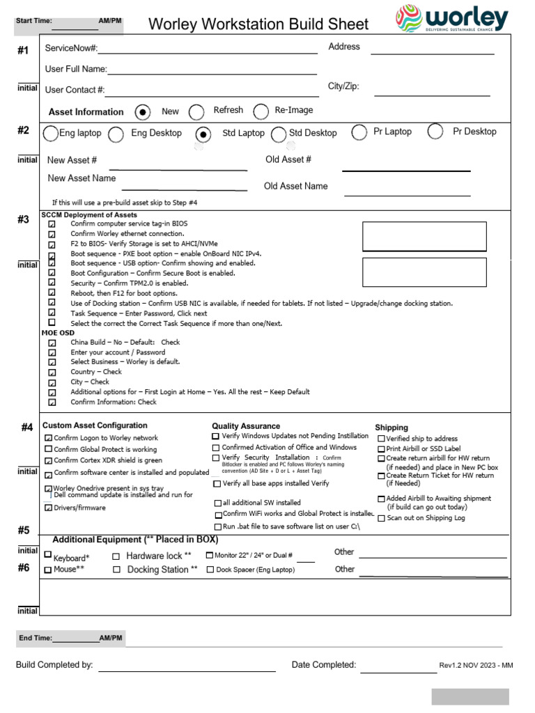 Worley PC Build Sheet v3 | PDF | Booting | Desktop Computer