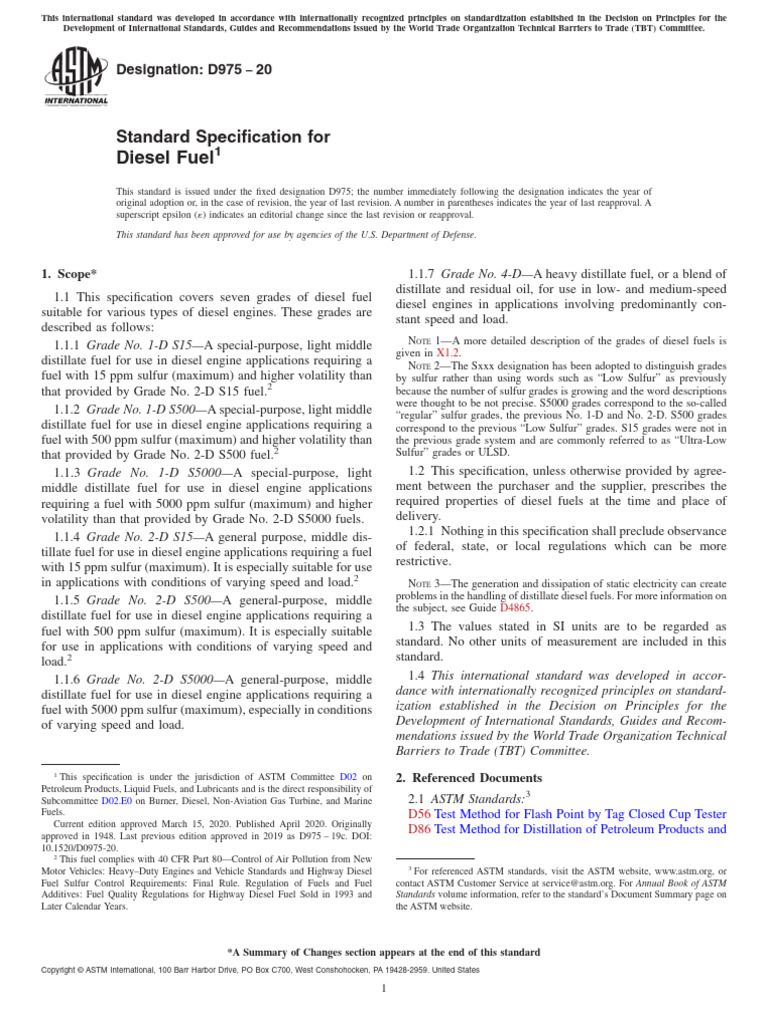 Astm D975 | PDF | Diesel Fuel | Biodiesel