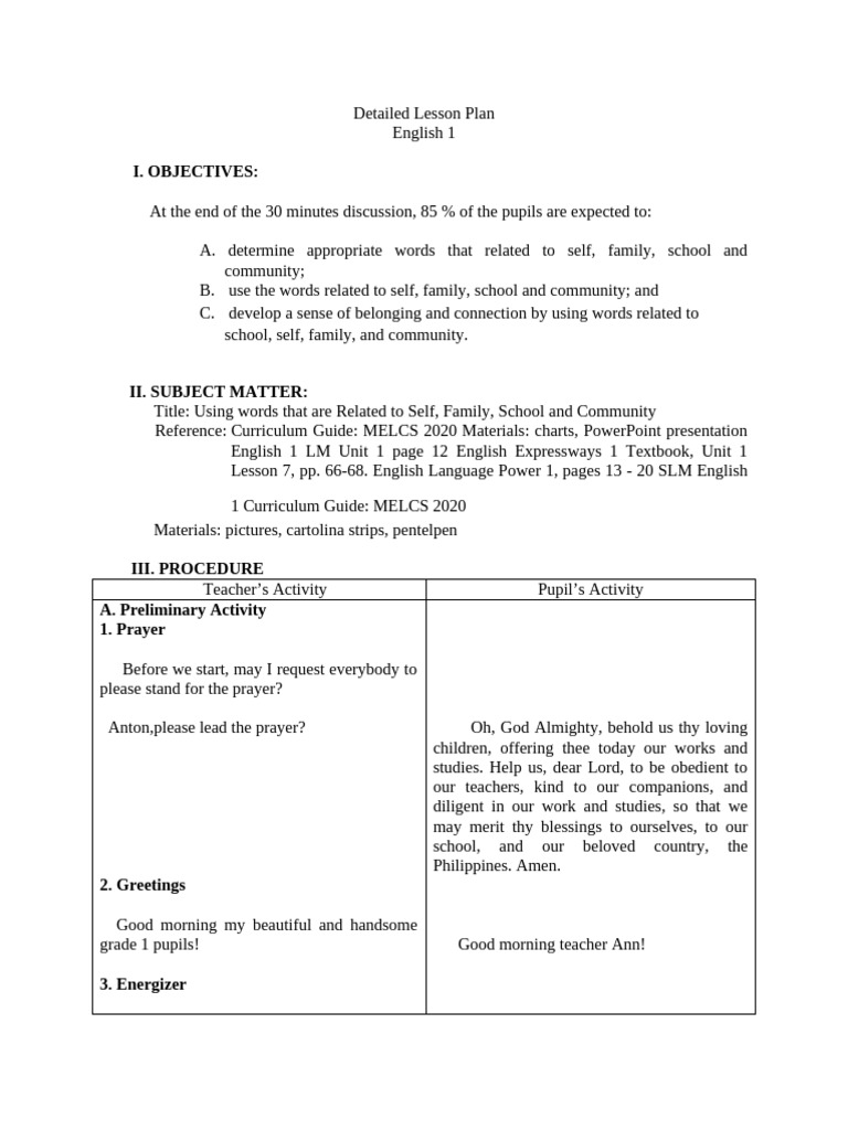 day 1 lesson plan | PDF