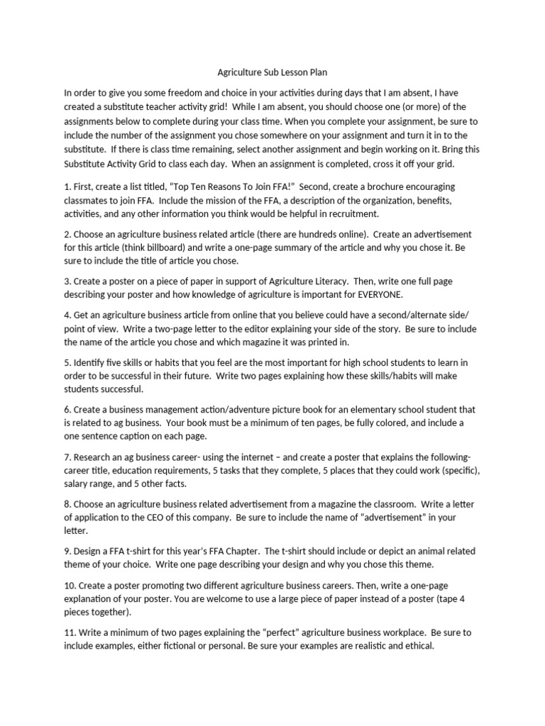 Agriculture Sub Grid | PDF | Human Communication | Learning