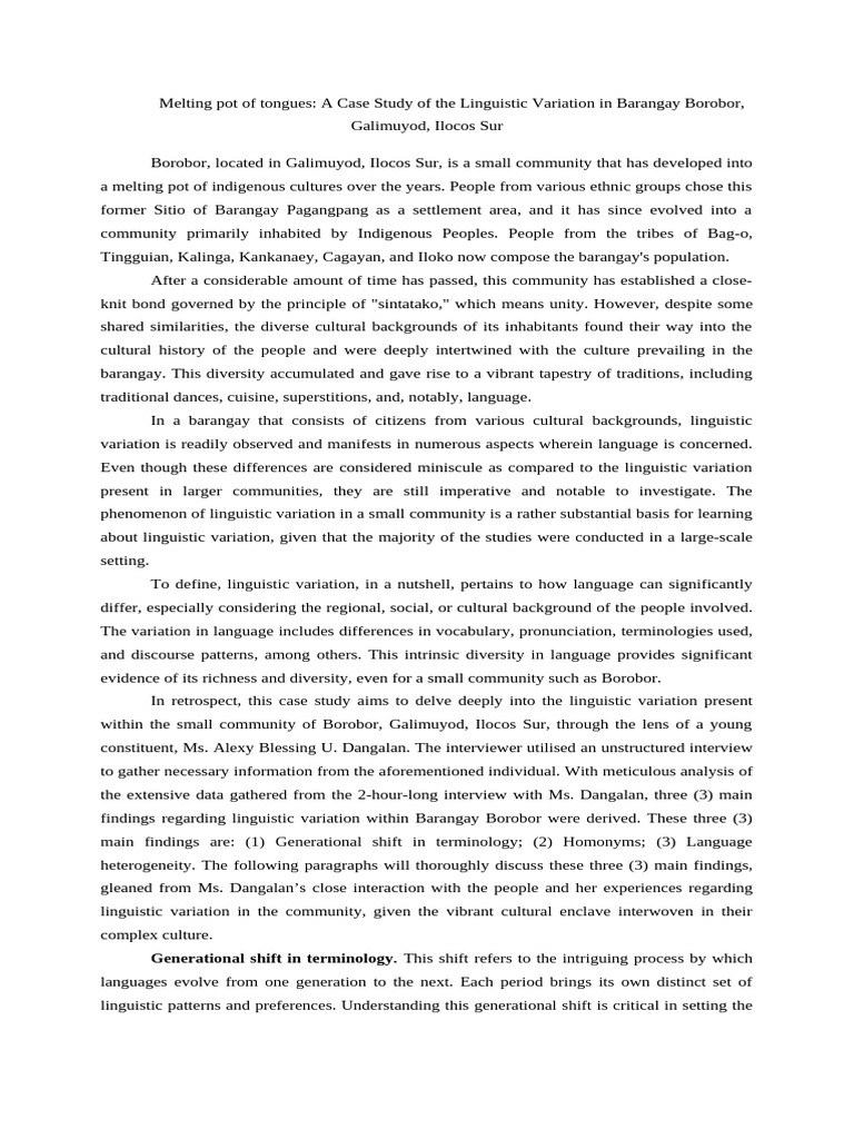 Case Study - Linguistic Variation | PDF | Linguistics | Communication