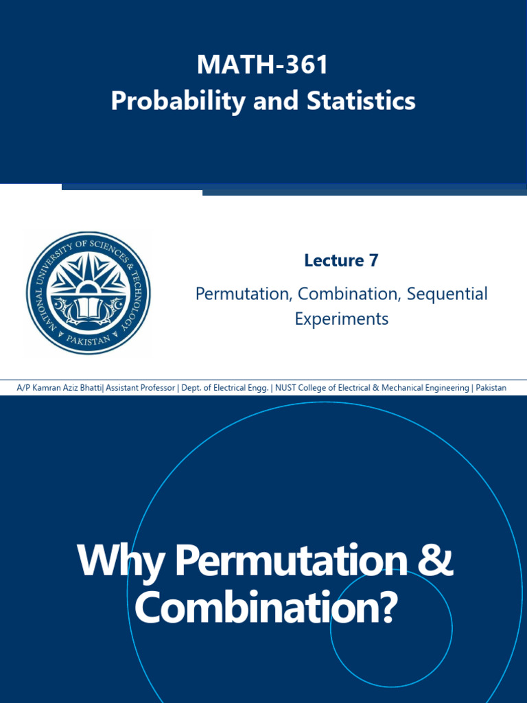 Week 3 4 - Permutation, Combination, Binomial and Geometric | PDF | Random Variable | Permutation