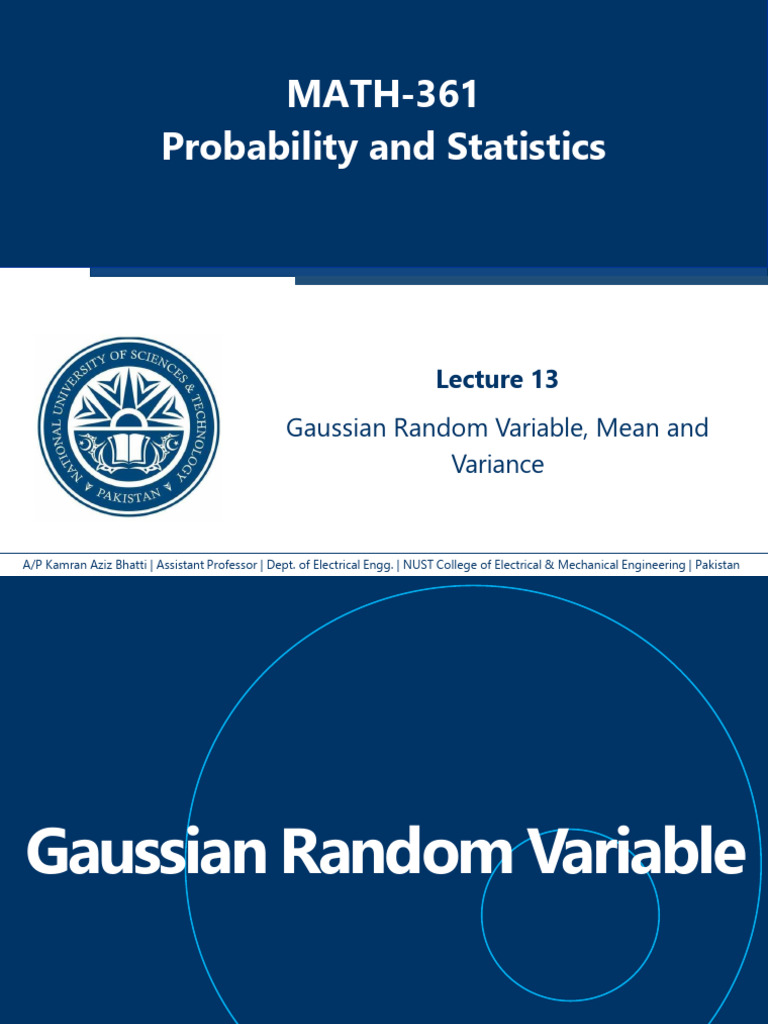 Gaussian Random Variables: Mean & Variance | PDF | Variance | Random ...