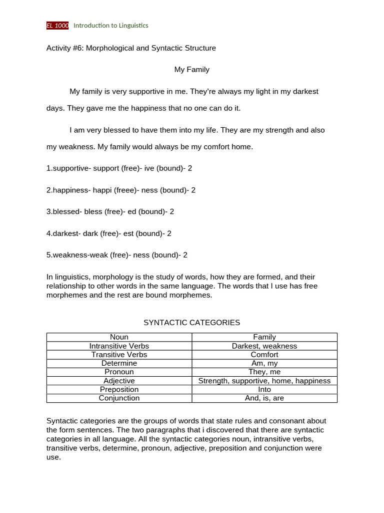 Morphological and Syntactic Structure | PDF