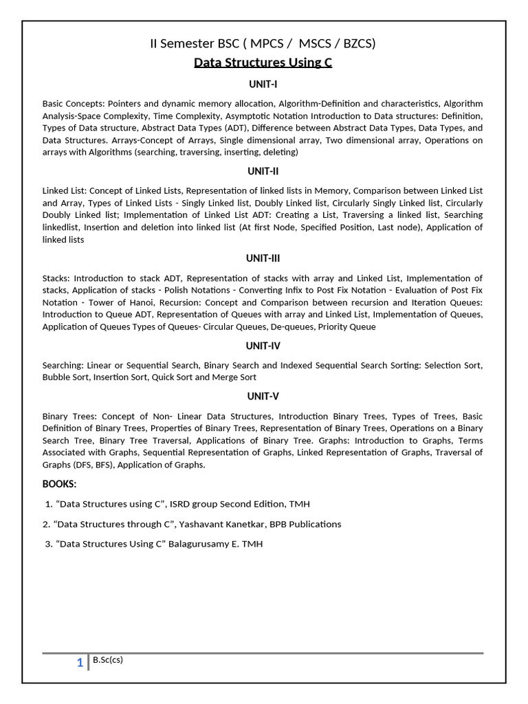 B.SC - C & DS 2023 Final | PDF | Data Type | Time Complexity B.SC - C & DS 2023 Final | PDF | Data Type | Time Complexity