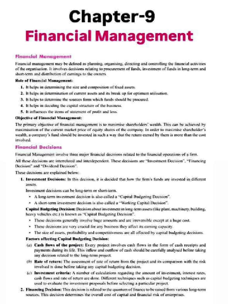 Financial Management Overview and Objectives | PDF