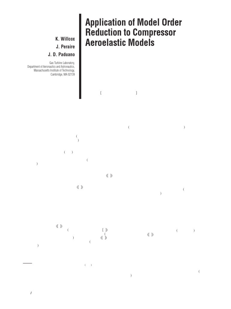 Application of Model Order Reduction To Compressor Aeroelastic Models - Willcox, Peraire ...