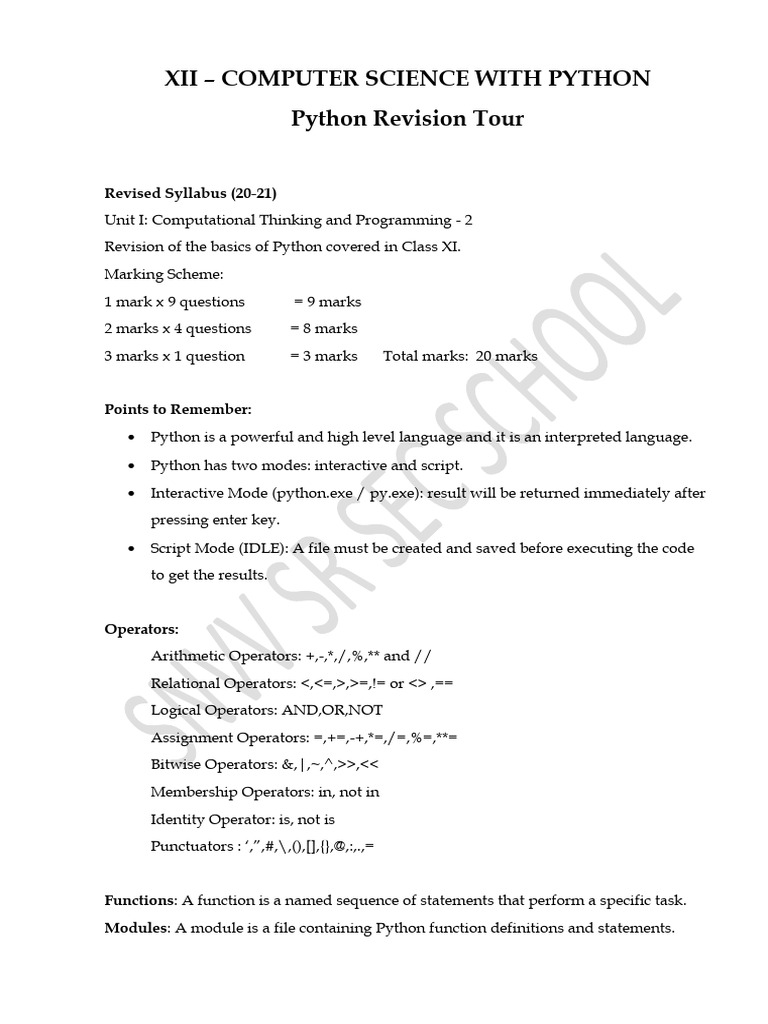 Xii Cs Question Bank All Units | PDF | Parameter (Computer Programming) | Comma Separated Values