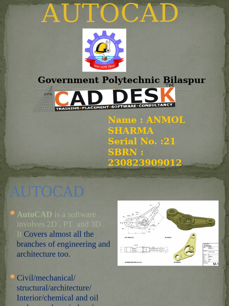Anmol Sharma Presentation Auto Cad | PDF | Auto Cad | Computer Aided Design