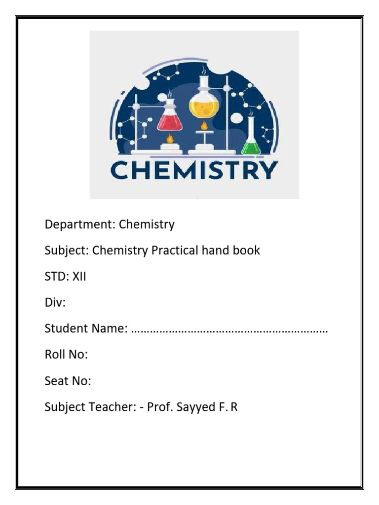 12th Chemistry Practical Chart | PDF | Titration | Chemistry