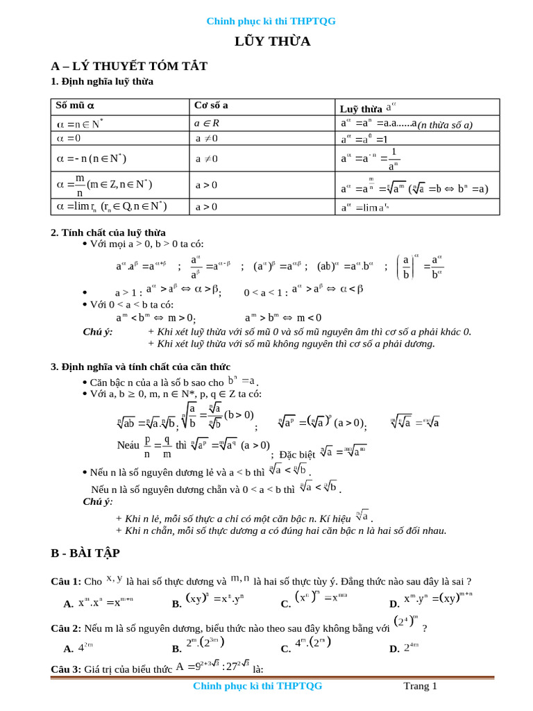 600 Cau Trac Nghiem Mu Va Logarit | PDF