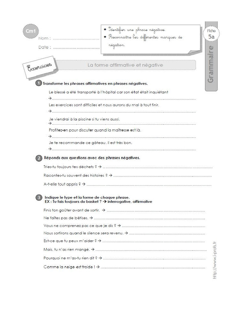 Exercices Phrase - Negative | PDF